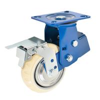 China High Elasticity Pu Wind-fire Wheel Industrial Caster With Brake Dual Spring Shock-absorbing Automotive Packaging Assembly Line for sale