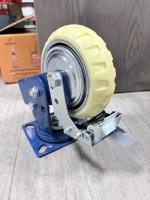 China High Elasticity Pu Wind-fire Wheel Casters Swivel Castor With Brake Dual Spring Shock-absorbing Automotive Packaging  Industrial for sale