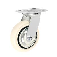 China Industrial Machinery Caster Wheels OEM Caster Aviation Iron Core  White Polyurethane Swivel Caster Rigid Brake Silent Caster For Assembly Line for sale