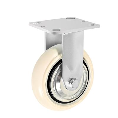 China Industrial Machinery Caster Wheels OEM Caster Aviation Iron Core  White Polyurethane Swivel Caster Rigid Brake Silent Caster For Assembly Line for sale