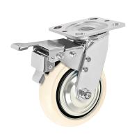 China Industrial Machinery Caster Wheels OEM Caster Aviation Iron Core  White Polyurethane Swivel Caster Rigid Brake Silent Caster For Assembly Line for sale