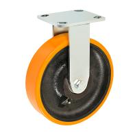 China Anti Shocking Industrial Yellow High-elastic PU Flat Wheel Iron Core Instrument Case Swivel Caster  Equipment Caster Wheels Factory for sale