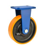 China Anti Shocking Industrial Yellow High-elastic PU Flat Wheel Iron Core Instrument Case Swivel Caster  Equipment Caster Wheels Factory for sale