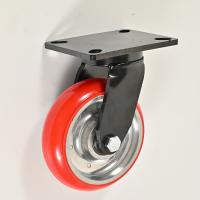 China 6 Inch Heavy Duty Swivel Caster Aluminum Core PU Wheel Spring Shock-Absorbing Plate  600kg Load Capacity for sale