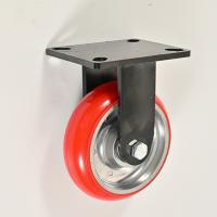 China 6 Inch Heavy Duty Swivel Caster Aluminum Core PU Wheel Spring Shock-Absorbing Plate  600kg Load Capacity for sale