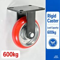 China 6 Inch Heavy Duty Brake Caster 600kg PU Wheel Lockable Aluminon Core  Shock Absorbing for sale