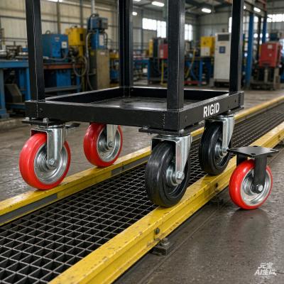 China 6 Inch Heavy Duty Brake Caster 600kg PU Wheel Lockable Aluminon Core  Shock Absorbing for sale