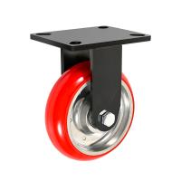 China 6 Inch Heavy Duty Brake Caster 600kg PU Wheel Lockable Aluminon Core  Shock Absorbing for sale