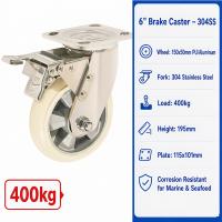China 304 Stainless Steel Fork  400 Kg Heavy Duty  6 Inch Brake Lockable Caster Corrosion-resistant for sale
