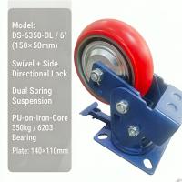 China 6 Inch Swivel Directional Lock Caster Iron Core PU Wheel 350kg Heavy Duty Caster for sale