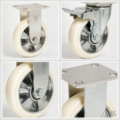 China 6 Inch Heavy Duty Swivel 304  Stainless Steel Caster Wheels  Pu 400kg Load Capacity Withstand Brine, Sulfite Harsh Coastal for sale