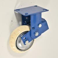 China Dual Spring Shock Absorbing Industrial  Caster  Red Iron Core Pu Wheel Galvanized Steel Bracket 250kg Load Capacity for sale