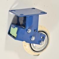 China Dual Spring Shock Absorbing Industrial  Caster  Red Iron Core Pu Wheel Galvanized Steel Bracket 250kg Load Capacity for sale