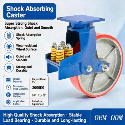 China Super Heavy Duty Flat Iron Core Caster 2,000 kg Capacity Rigid / Swivel / Brake 10