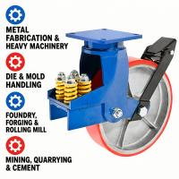 China Super Heavy Duty Flat Iron Core Caster 2,500 Kg Loading  Rigid / Swivel / Brake 12