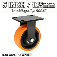 China 5 Inch  Extra Heavy Duty Iron Core PU Caster 900kg Load Capacity Thicken Braceket  Woodworking Machinery for sale