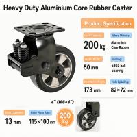 China 4 Inch (100 Mm) Heavy Duty Aluminium Core Rubber Casters Electronic Assembly Line Transfer Carts for sale