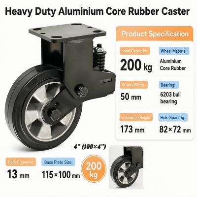 China 4 Inch (100 Mm) Heavy Duty Aluminium Core Rubber Casters Electronic Assembly Line Transfer Carts for sale