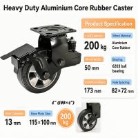 China 4 Inch (100 Mm) Heavy Duty Aluminium Core Rubber Casters Electronic Assembly Line Transfer Carts for sale