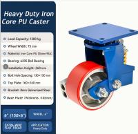 China Dual Spring PU Heavy Duty Caster 6 Inch 8 Inch Lockable Brake for Industrial Assembly Lines for sale
