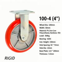 China 4 Inch Heavy Duty Caster Wheel 350kg Iron Core Pu Industrial Caster Industrial Trolley Wheel for sale