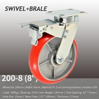 China Impact Resistant Caster Extra Heavy Duty Caster 500kg 200mm Iron Core PU Caster 8
