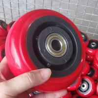 China 4Inch Korean Style Red Plastic Core PP Caster Loading 200kg  Furniture Caster Wheel Supermarket shopping cage trolleys for sale