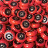 China 4Inch Korean Style Red Plastic Core PP Caster Loading 200kg  Furniture Caster Wheel Supermarket shopping cage trolleys for sale