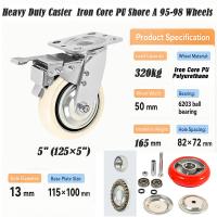 China 5 Inch / 125mm Iron Core PU Heavy Duty 320kg Load Caster Galvanized Stee Stock Trolley Industrial Dolly for sale