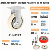 China 6 Inch Iron Core Polyurethane Caster 400kg Heavy Duty Rigid Caster No Spring 150mm Loading Cart Caster for sale