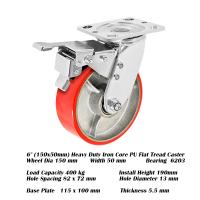 China Heavy Duty 6 inch cast PU caster 400kg  PU Caster industrial caster supplier Zhongshan for sale