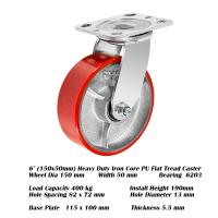 China Heavy Duty 6 inch cast PU caster 400kg  PU Caster industrial caster supplier Zhongshan for sale