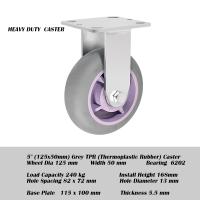 China 5 Inch / 125mm  Grey TPR Wheel 50mm Quiet Non Marking Caster For Epoxy Concrete Floor Mold Trolley Grey TPR Caster for sale
