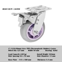 China 5 Inch / 125mm  Grey TPR Wheel 50mm Quiet Non Marking Caster For Epoxy Concrete Floor Mold Trolley Grey TPR Caster for sale