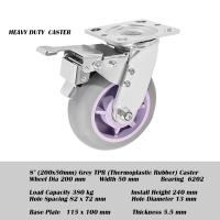China Industrial Fixed Caster Quiet Caster8 Inch Grey TPR Caster 380kg  Bulk Material Transporter for sale
