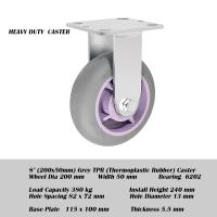 China Industrial Fixed Caster Quiet Caster8 Inch Grey TPR Caster 380kg  Bulk Material Transporter for sale