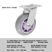 China Industrial Fixed Caster Quiet Caster8 Inch Grey TPR Caster 380kg  Bulk Material Transporter for sale