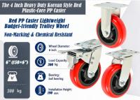 China Heavy-duty Red Plastic Core Pp Caster 6 Inch Lightweight Rust-free Pp Trolley Whee Cnc Router Carts And Machining Centers for sale