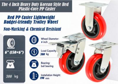 China Heavy-duty Red Plastic Core Pp Caster 6 Inch Lightweight Rust-free Pp Trolley Whee Cnc Router Carts And Machining Centers for sale