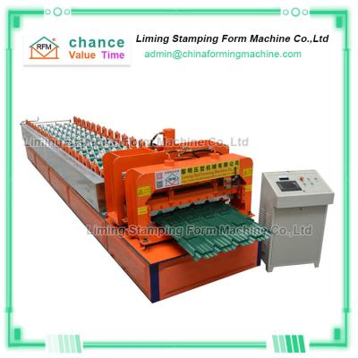 China Arc Bias Steel Roof Glazed Tile Roll Forming Machine for sale