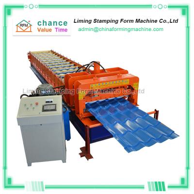 China 1100 Bias Arc Glazed Tile Roofing Sheet Roll Forming Machine for sale