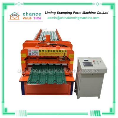 China 15 Rows Roof Panel Roll Forming Machine , Arc 828 Glazed Tile Making Machine for sale