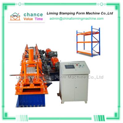 China Rack Roll Forming Machine Equipped with Cr12 Mov Cutting Blades and PLC Control System for Precise Shelf Column Forming for sale