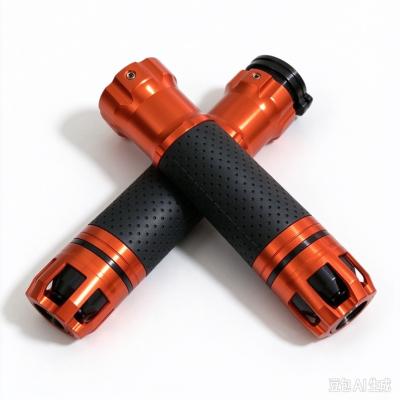 China CNC Aluminum Motorcycle Handlebar Grips, Non-Slip Rubber Hand Grips for 7/8