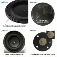 China Multi Layer Composite Valve Rubber Diaphragm EPDM PTFE Laminated Chemical Barrier Dual Hardness for sale