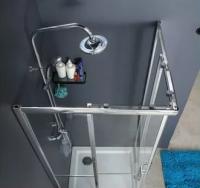 China Corner Hinge Classic Sliding Shower Enclosure Clear Fixed Two Glass Door 6mm for sale