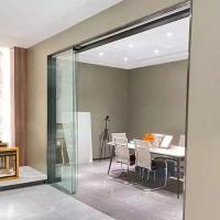 China Interior Frameless Tempered Glass Sliding Door Synchronous Soft Closing for sale