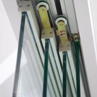 China Interior Frameless Tempered Glass Sliding Door Synchronous Soft Closing for sale