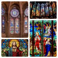 China Stained Glass Decorative Panels with hand painted for church skylights and decorative wall art for sale