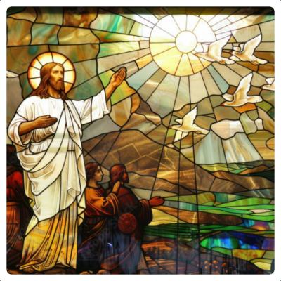 China Hand-Painted 3mm Stained Glass - Decorative Church Window Art Wall Panels with Classic Designs for sale